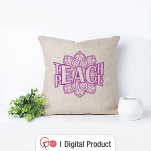 Teacher SVG, Teach Peace SVG, Mandala Teach Svg ,floral SVG, Teacher ...