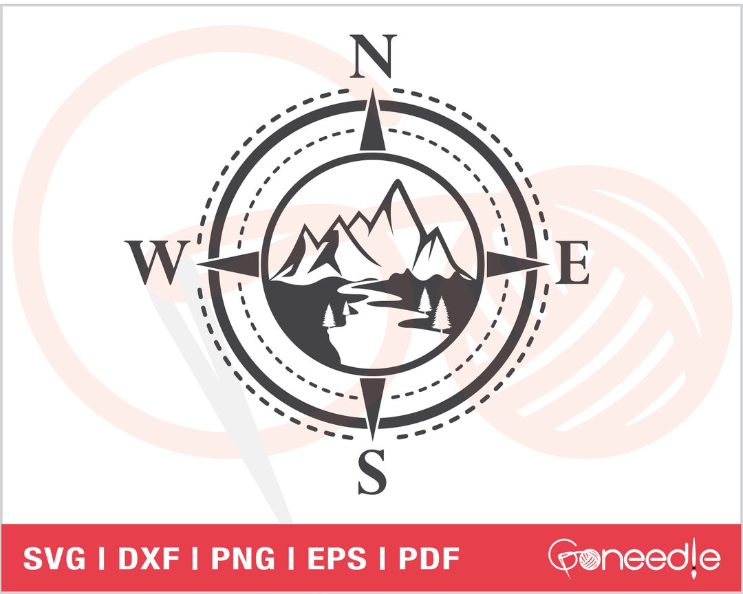 Camper Compass SVG | Mountains and Trees Compass SVG | Nature Landscape ...