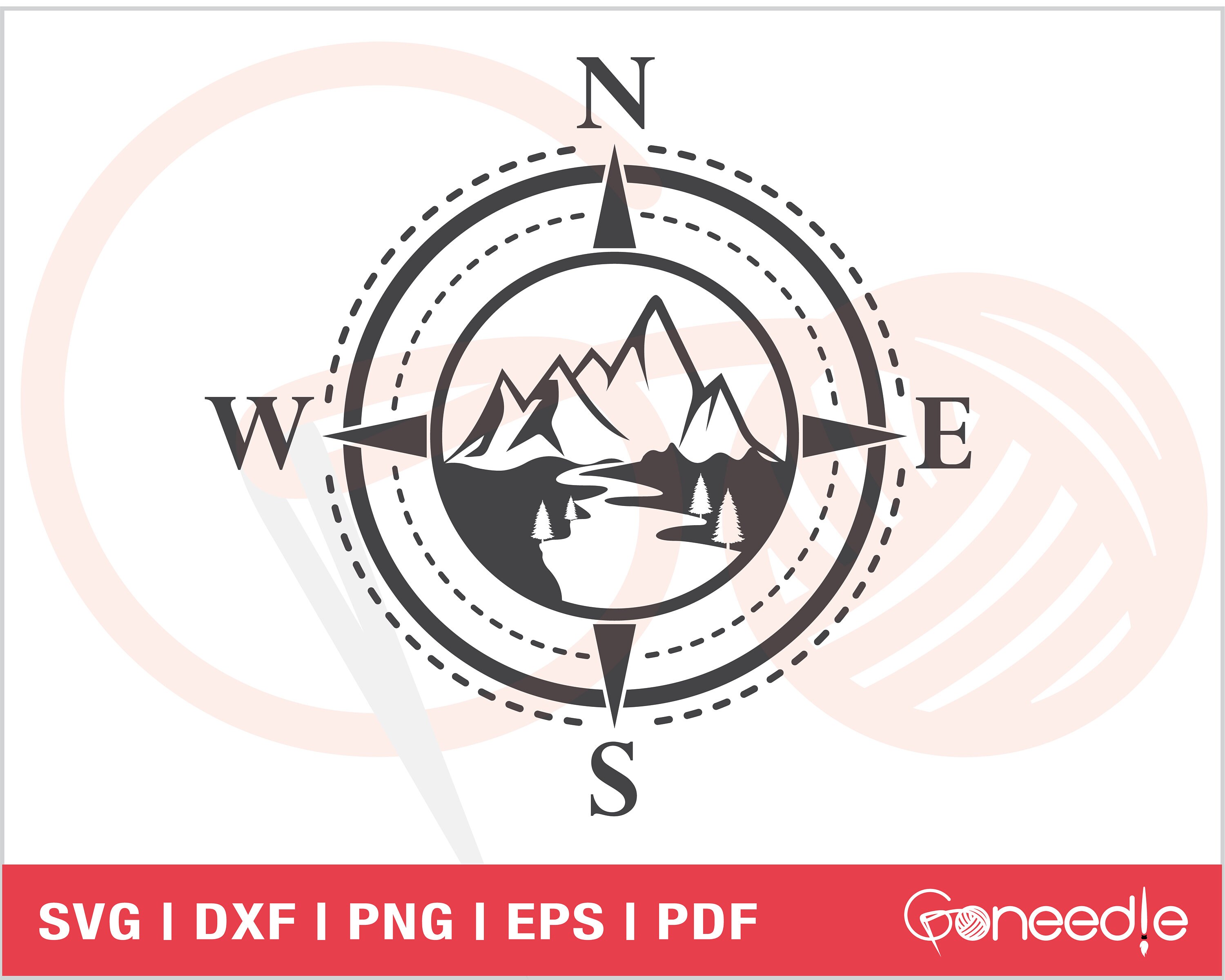 Camper Compass SVG Mountains and Trees Compass SVG Nature - Etsy Canada