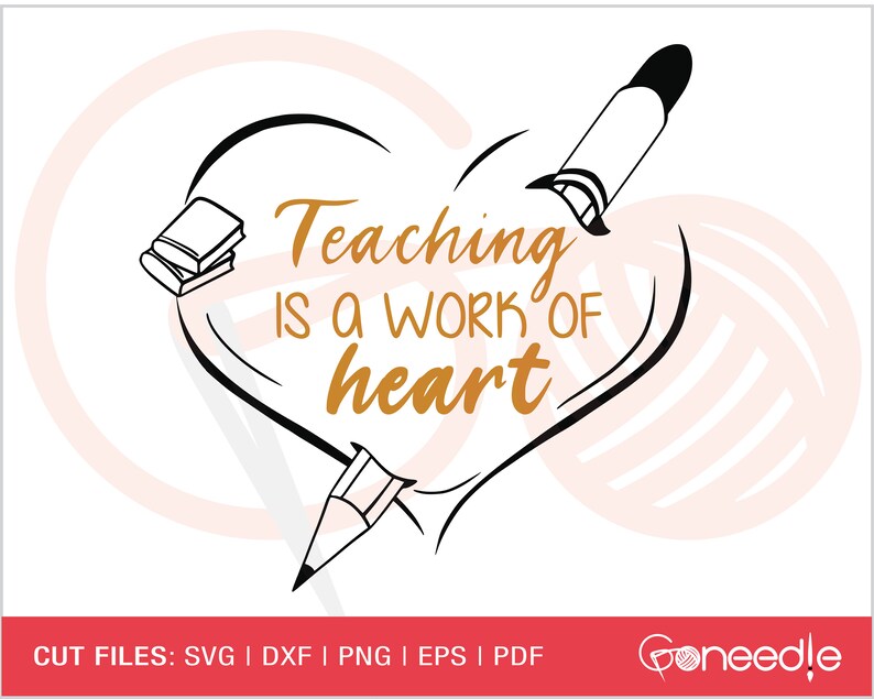 Teacher SVG Teaching is A Work of Heart Svg Teacher Heart | Etsy