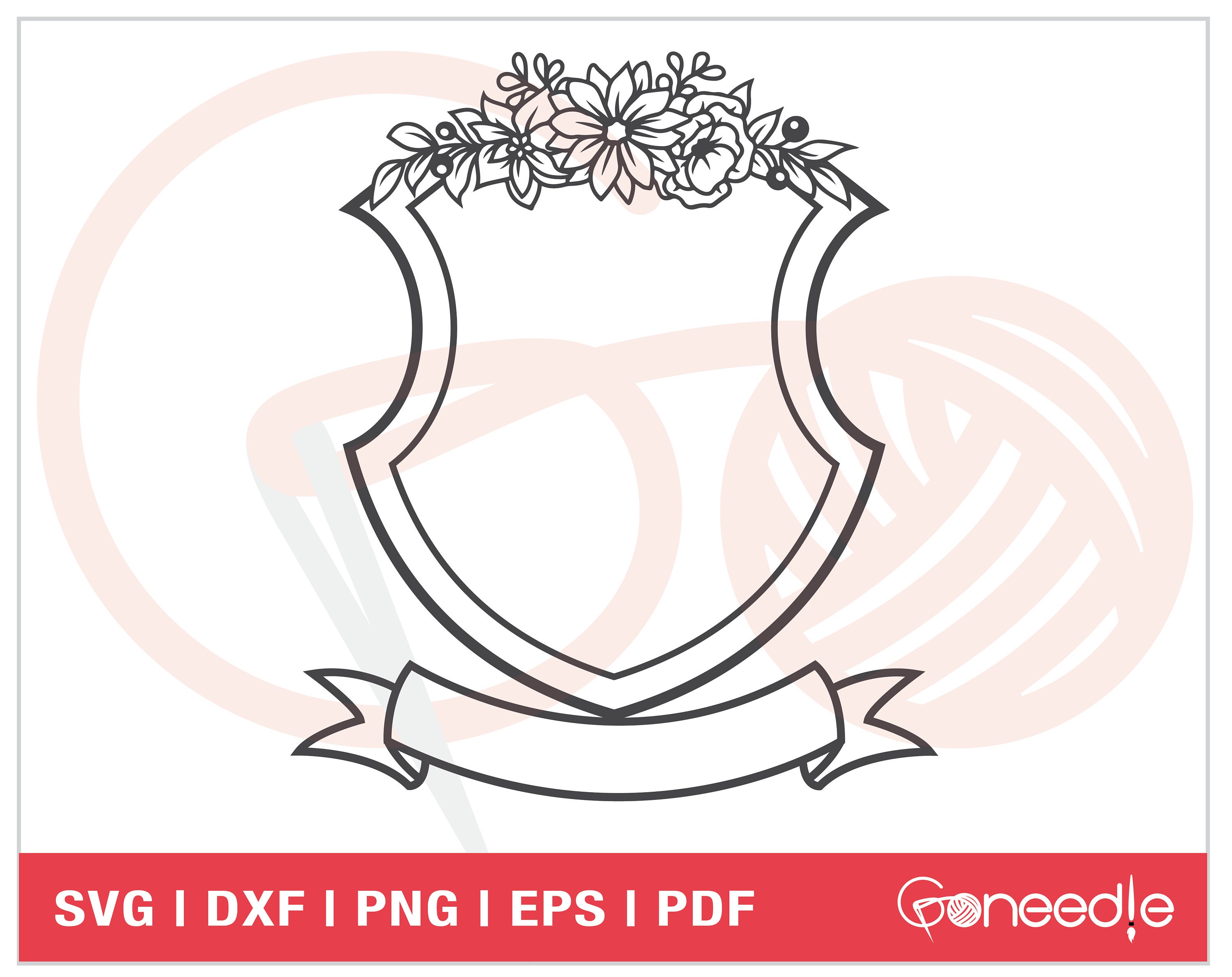 Monogram Flowers Frame SVG Cut File | Wedding Monogram Shield SVG ...