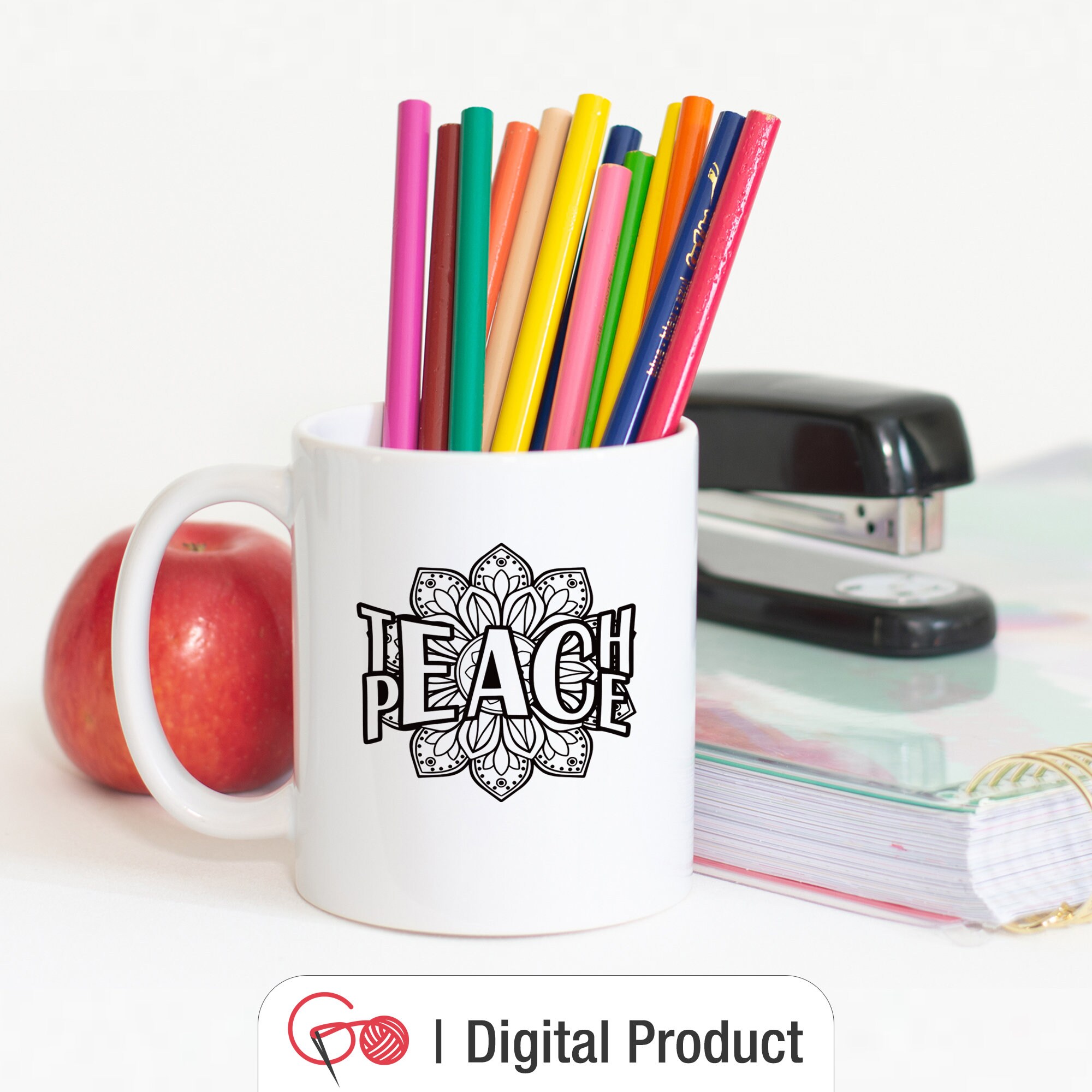 Teacher SVG, Teach Peace SVG, Mandala Teach Svg ,floral SVG, Teacher ...