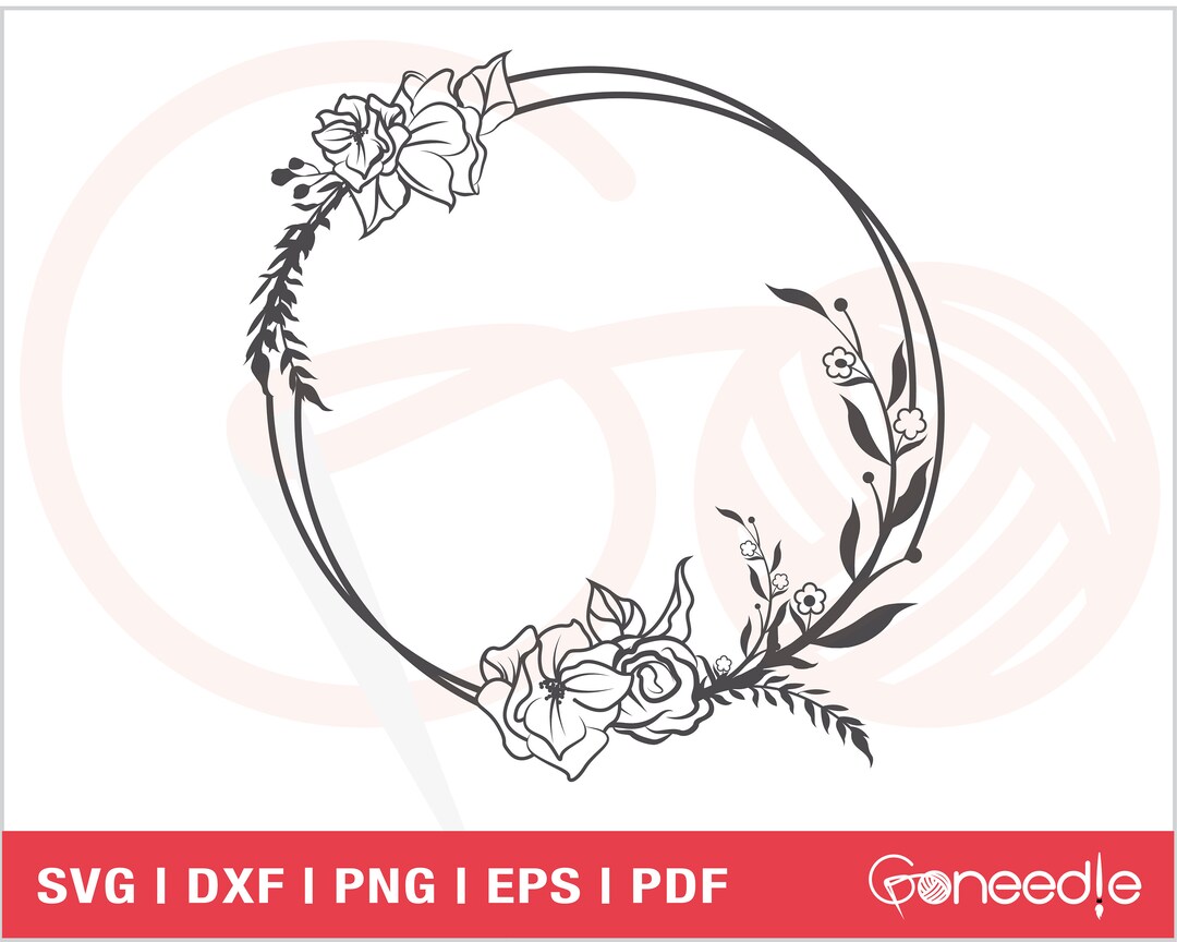 Flower Frame SVG, Round Floral Frame Cut File, Flower Monogram Frame ...