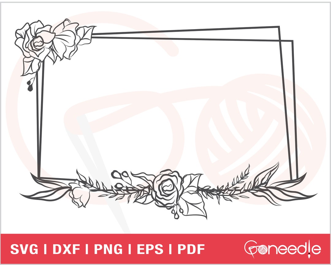 Flower Frame SVG, Floral Frame Cut File, Flower Monogram Frame, Floral ...