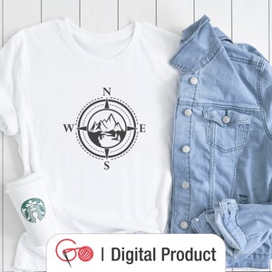 Camper Compass SVG | Mountains and Trees Compass SVG | Nature Landscape ...