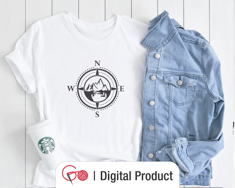 Camper Compass SVG | Mountains and Trees Compass SVG | Nature Landscape ...