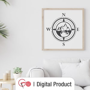 Camper Compass SVG | Mountains and Trees Compass SVG | Nature Landscape ...