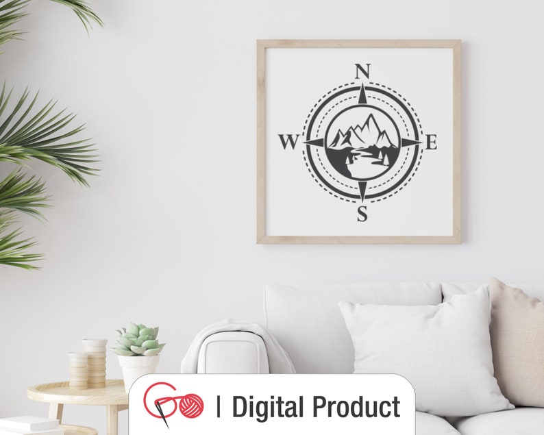 Camper Compass SVG | Mountains and Trees Compass SVG | Nature Landscape ...