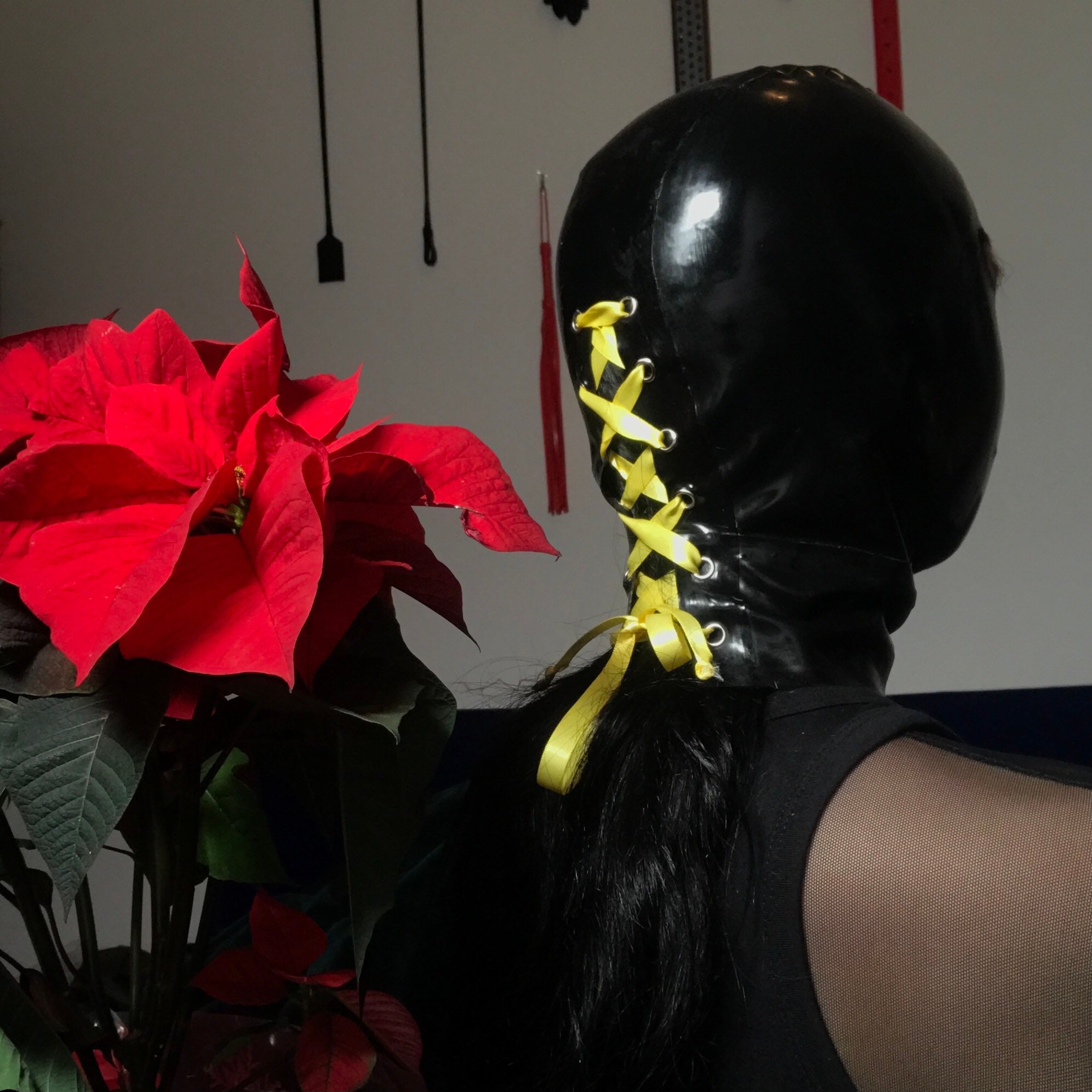 Lace-up Latex Hood Made to measure | Etsy