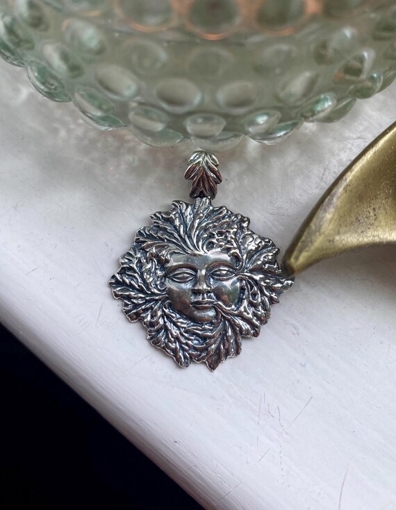 Green man pendant silver store