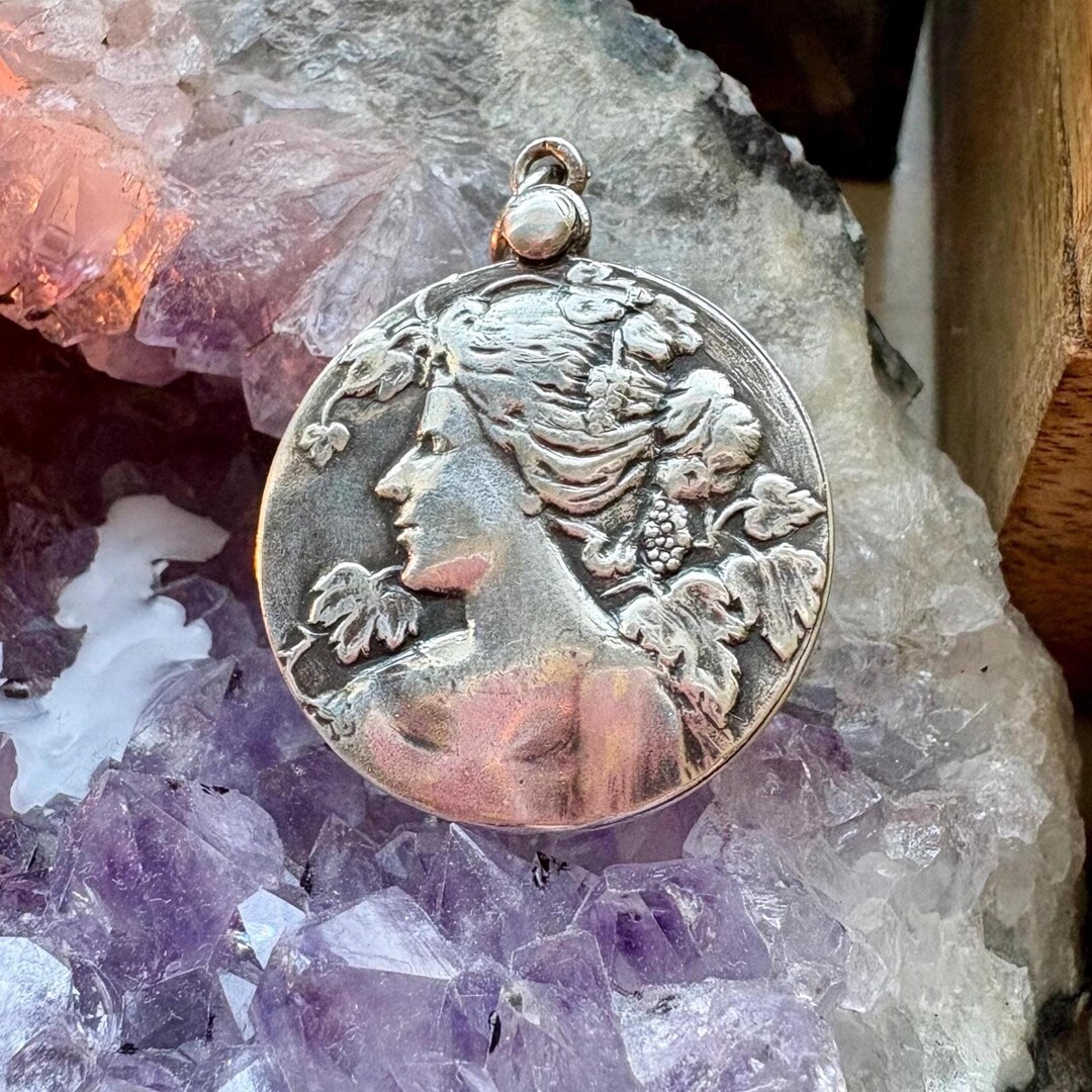 Beautiful Antique Sliding Locket. Hrape Vine Goddess Pendant. Antique ...