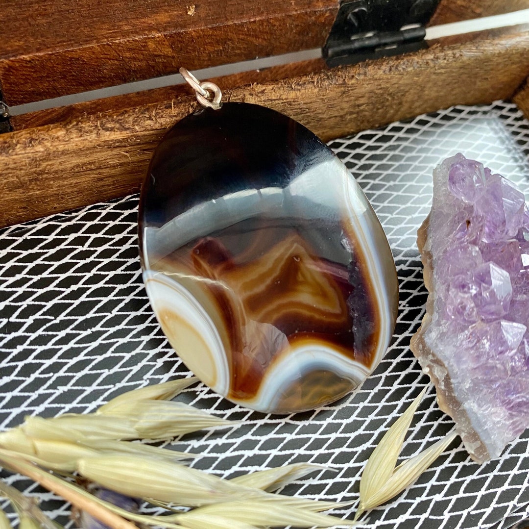 Antique Victorian Era Banded Agate Pendant. Brown Agate - Etsy