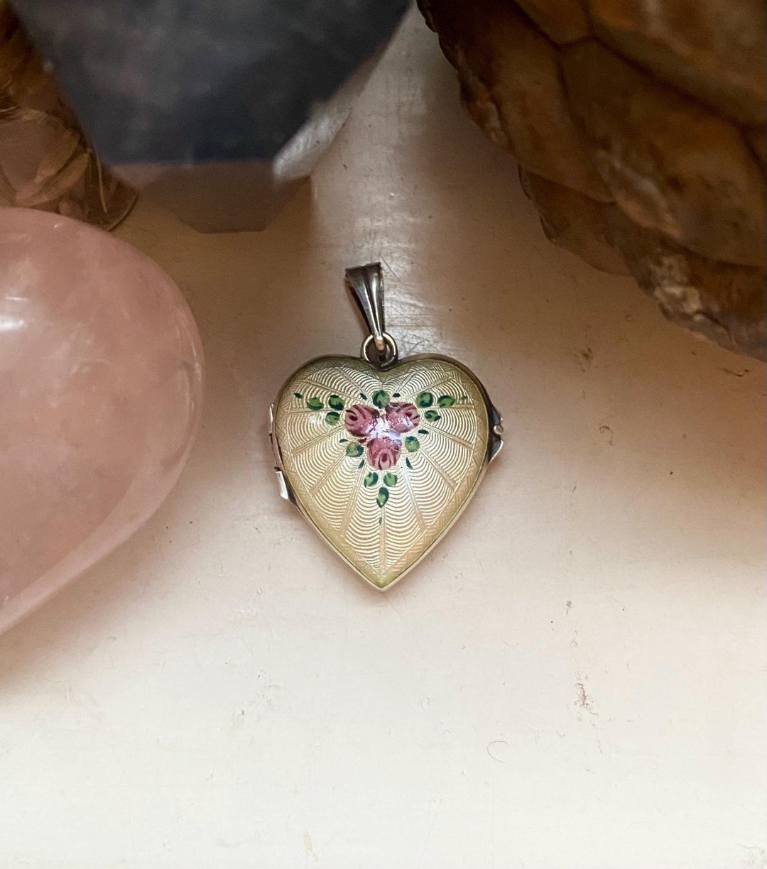 Antique Guilloche Enamel Locket. Antiqie Kitsch Locket. Guilloche ...