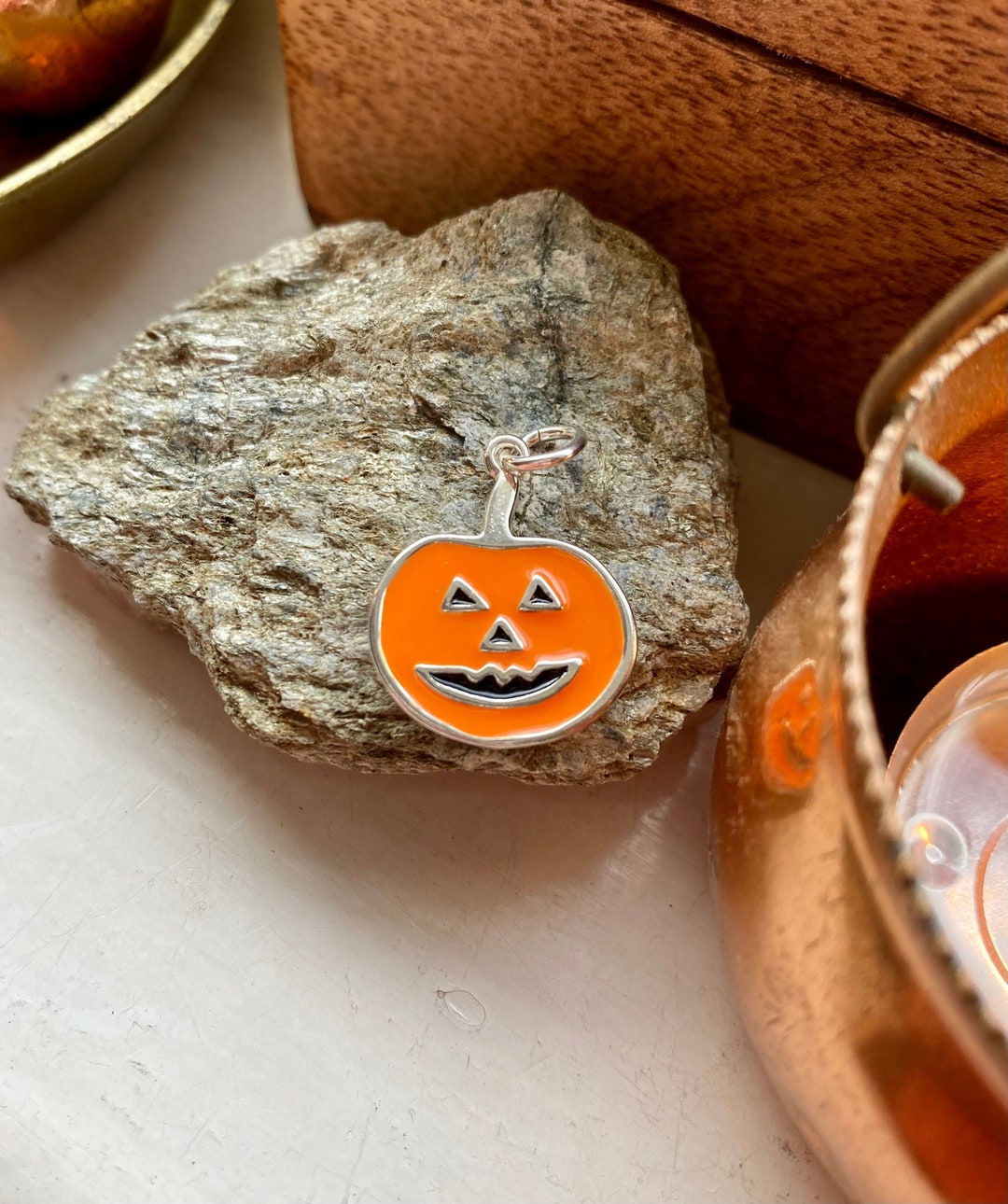 Fun Enamel Jack O Lantern Charm. Enamel Pumpkin Charm. Halloween Charm ...