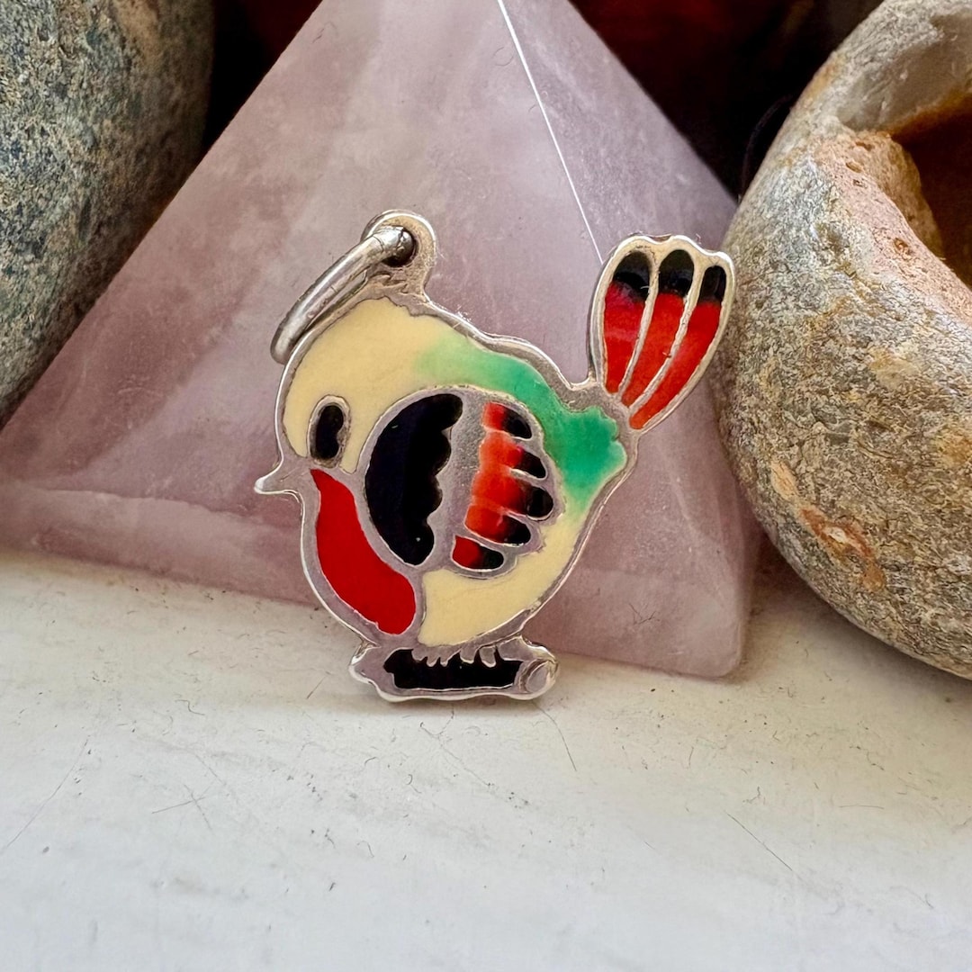 Funky Retro Bird Pendant. Vintage Enamel Bird Charm. Colourful Bird ...