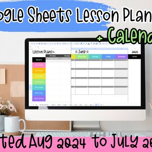 2024-2025 Google Sheets Lesson Planner & Calendar August-july Rainbow ...