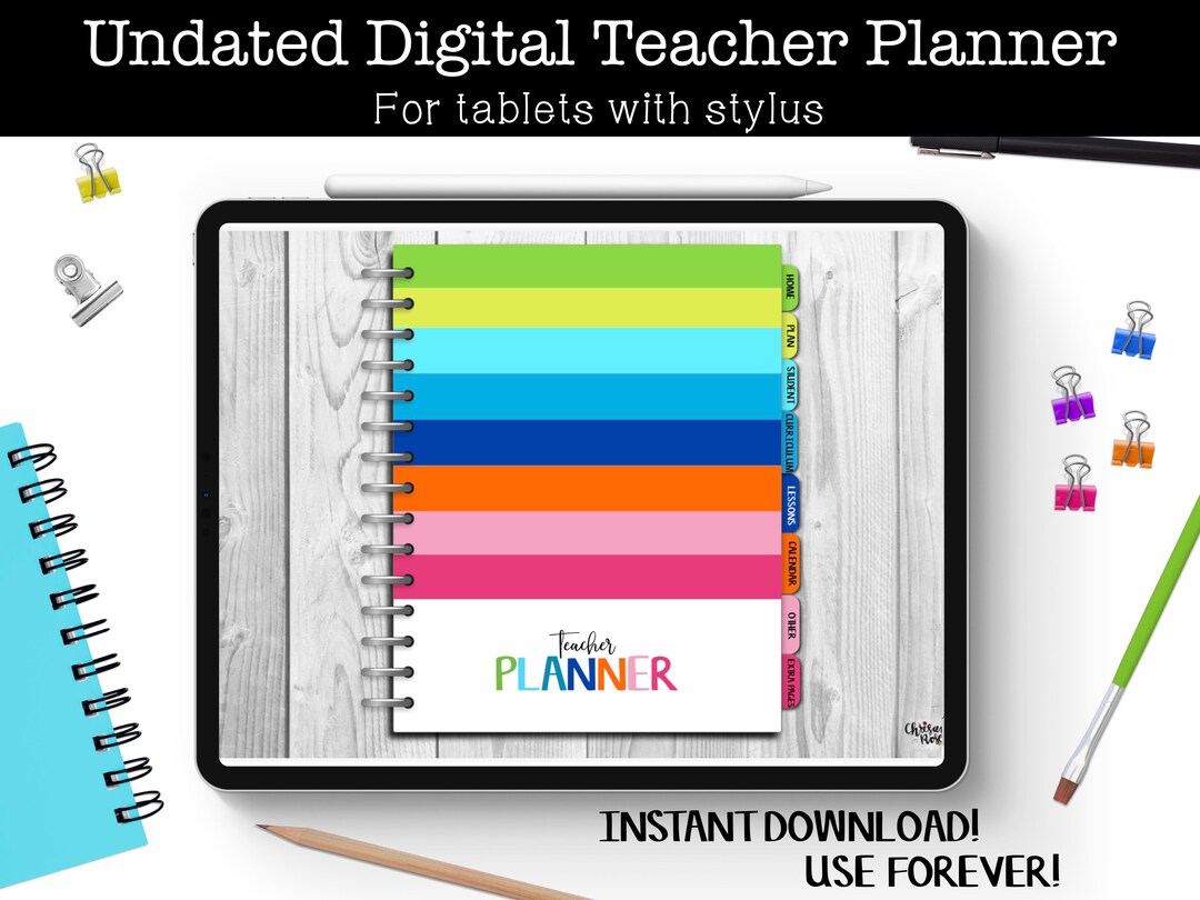 Undated Jan-dec Digital Teacher Planner for Ipad, Goodnotes, Notability ...