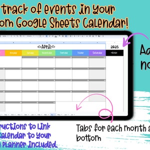 2024-2025 Google Sheets Lesson Planner & Calendar August-july Rainbow ...