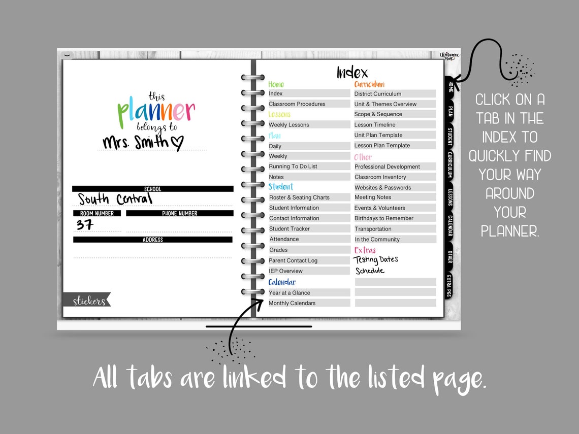 Undated Jan-dec Digital Teacher Planner for Ipad, Goodnotes- Patterned ...