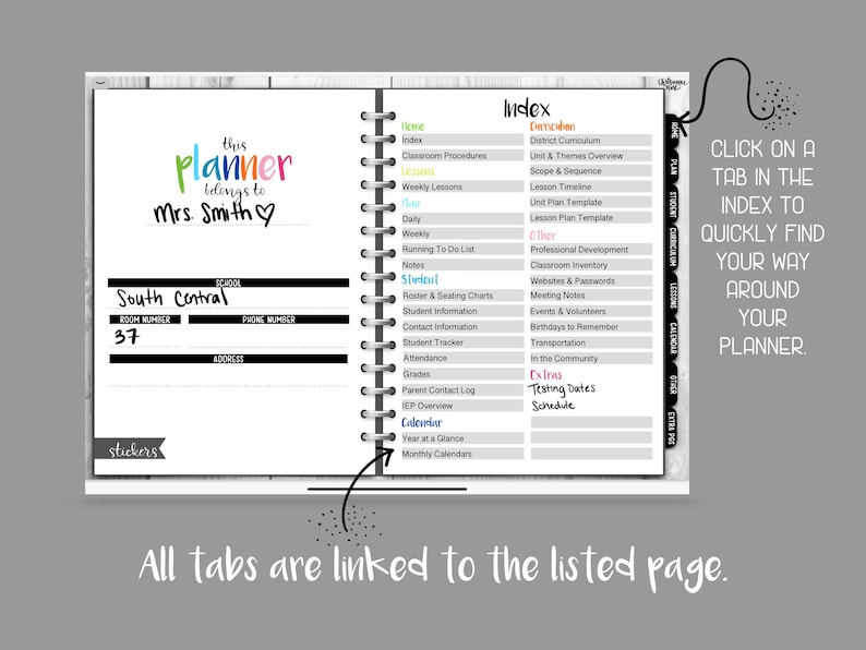 Undated Jan-dec Digital Teacher Planner for Ipad, Goodnotes- Patterned ...