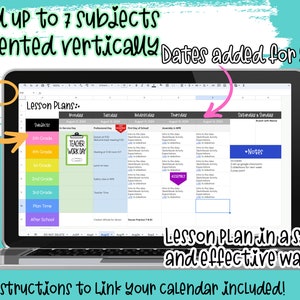 2024-2025 Google Sheets Lesson Planner & Calendar August-july Rainbow ...