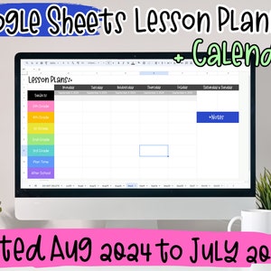 2024-2025 Google Sheets Lesson Planner & Calendar August-july Rainbow ...