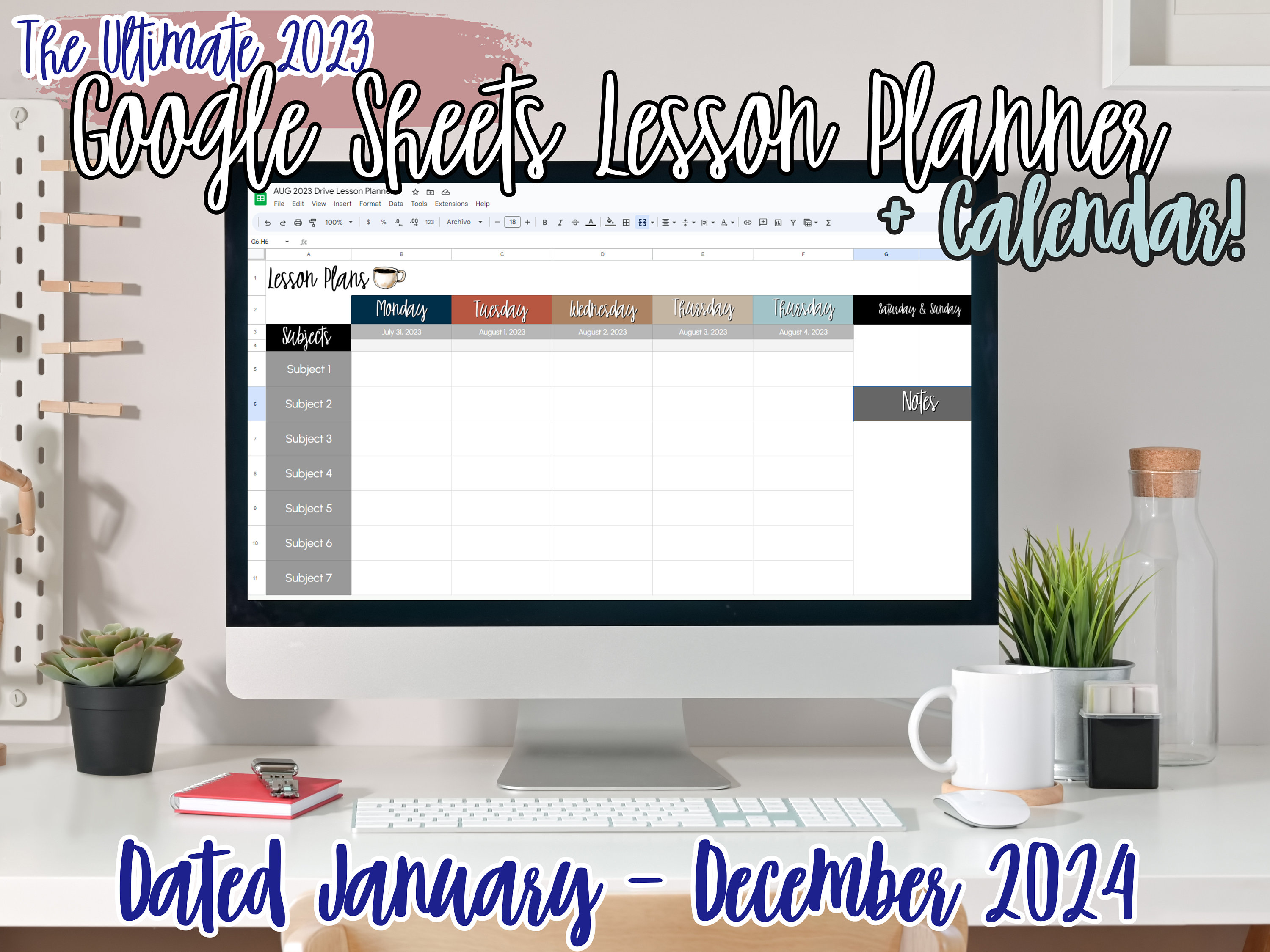 The Ultimate 2024 Google Sheets Lesson Planner & Calendar for Teachers ...