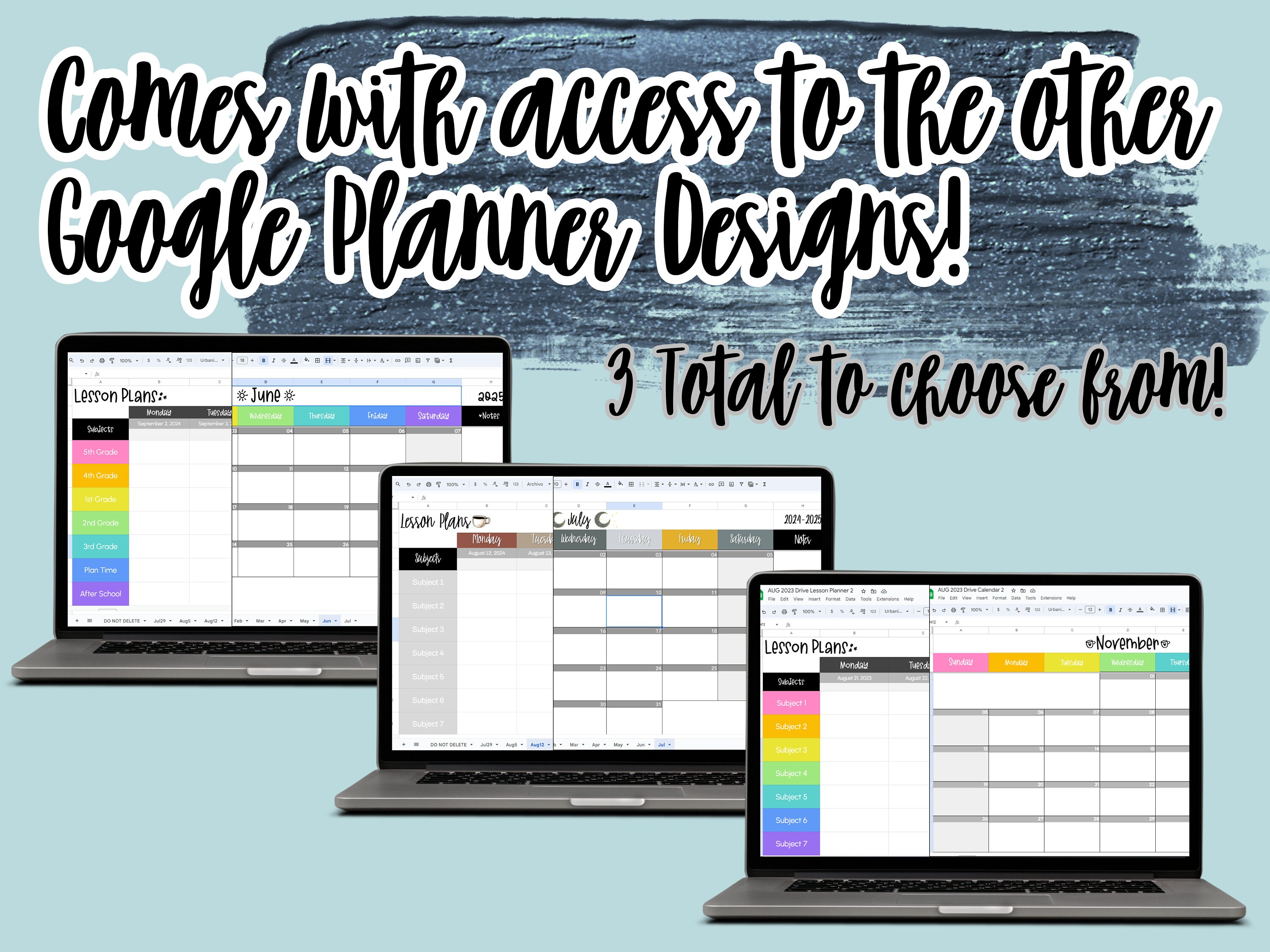 2024-2025 Google Sheets Lesson Planner & Calendar August-july Rainbow ...