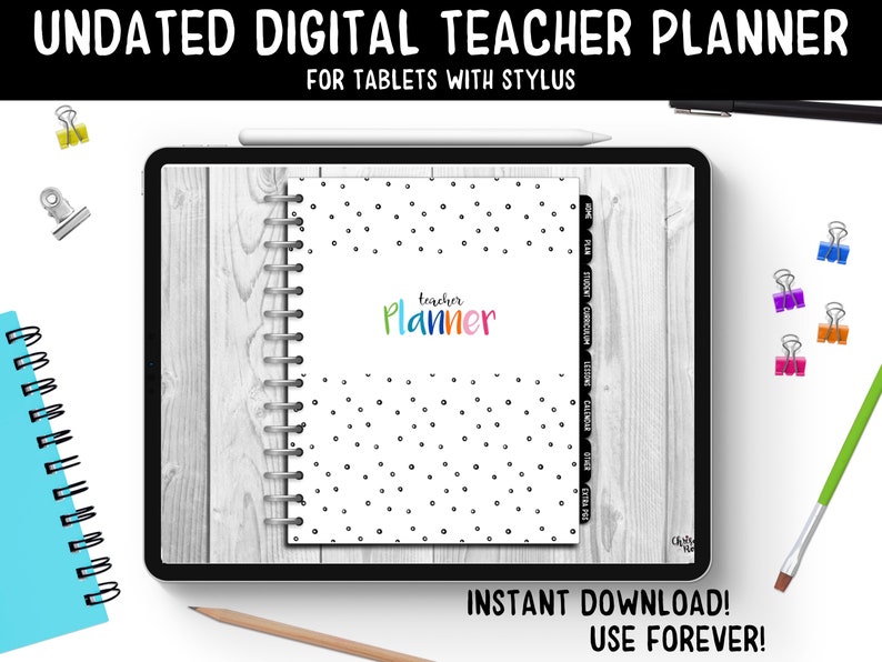 Undated Jan-dec Digital Teacher Planner for Ipad, Goodnotes- Patterned ...