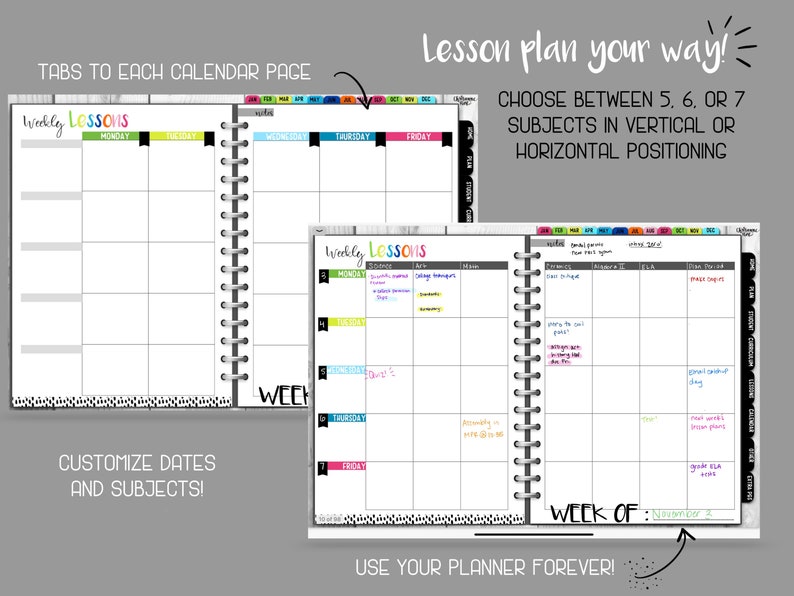 Undated Jan-dec Digital Teacher Planner for Ipad, Goodnotes- Patterned ...