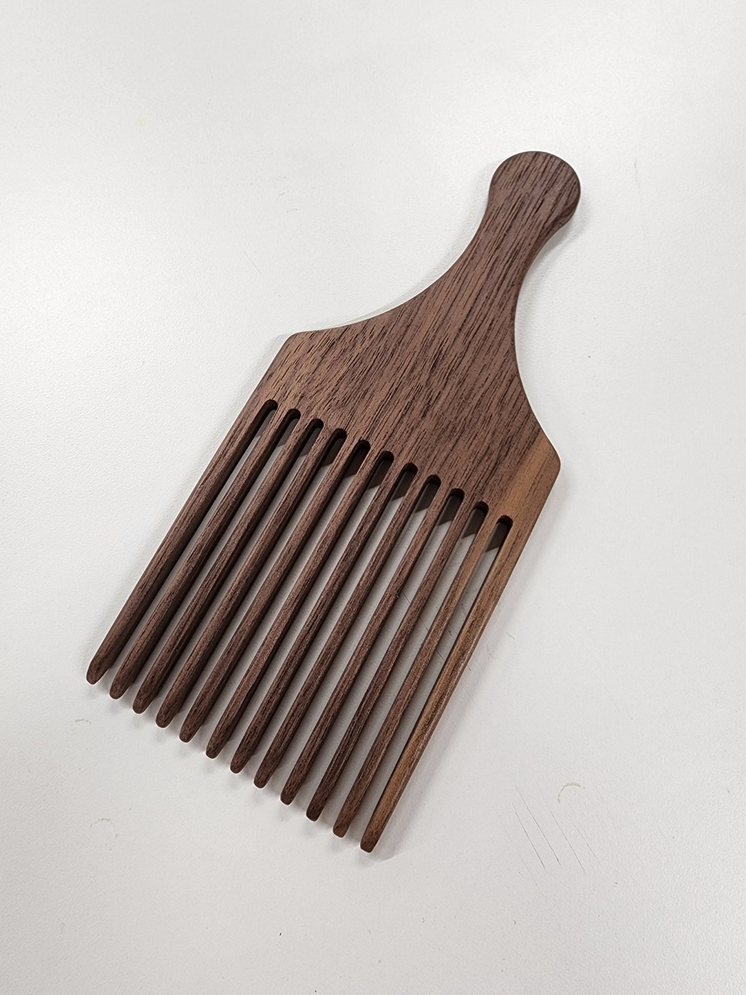 Wood Hair Pick - Solid Walnut Wood Comb - Afro Pick - Beard Comb - Hair ...