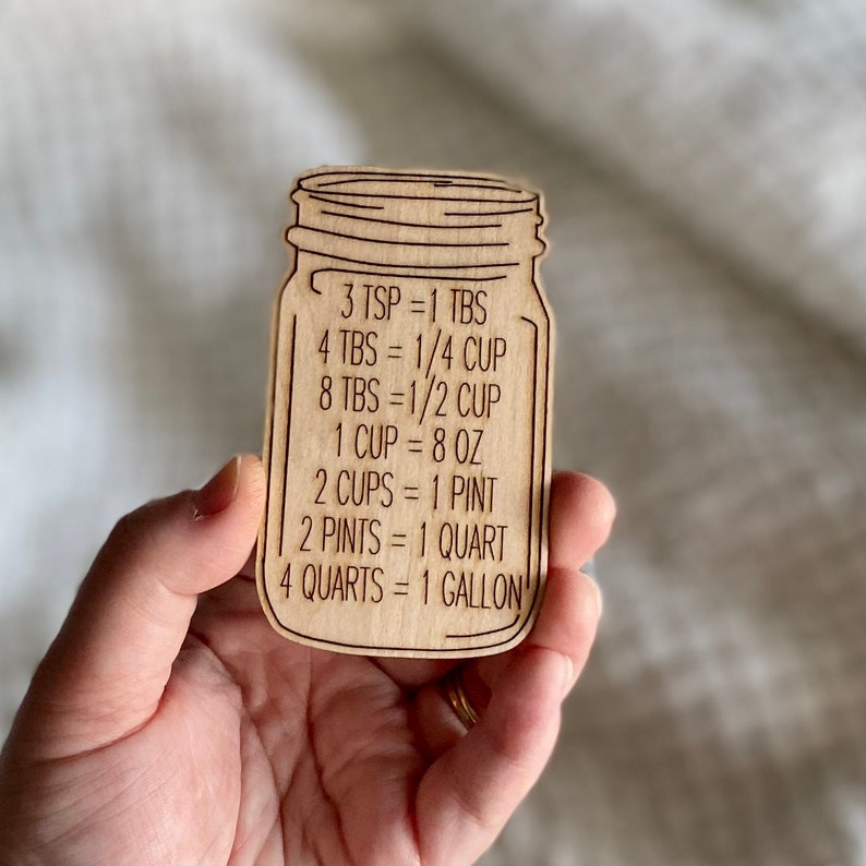 Mason Jar Measurement Conversion Magnet, Kitchen Measurement Magnet ...