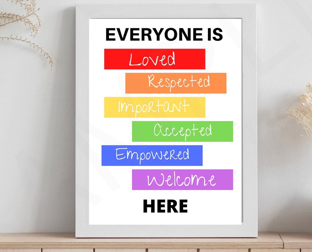 LGBTQ Pride Wall Art Print Everyone is Accepted, Love, Respected ...