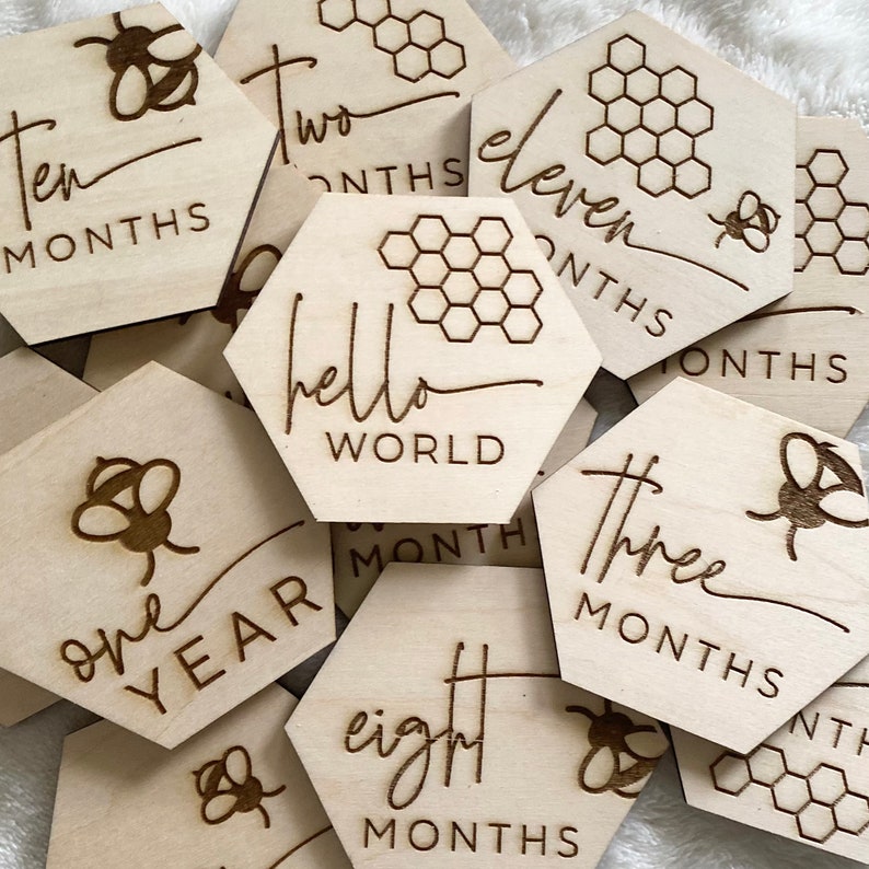Honey Bee Milestone Markers, Baby Photo Prop Set, Bumble Bee ...