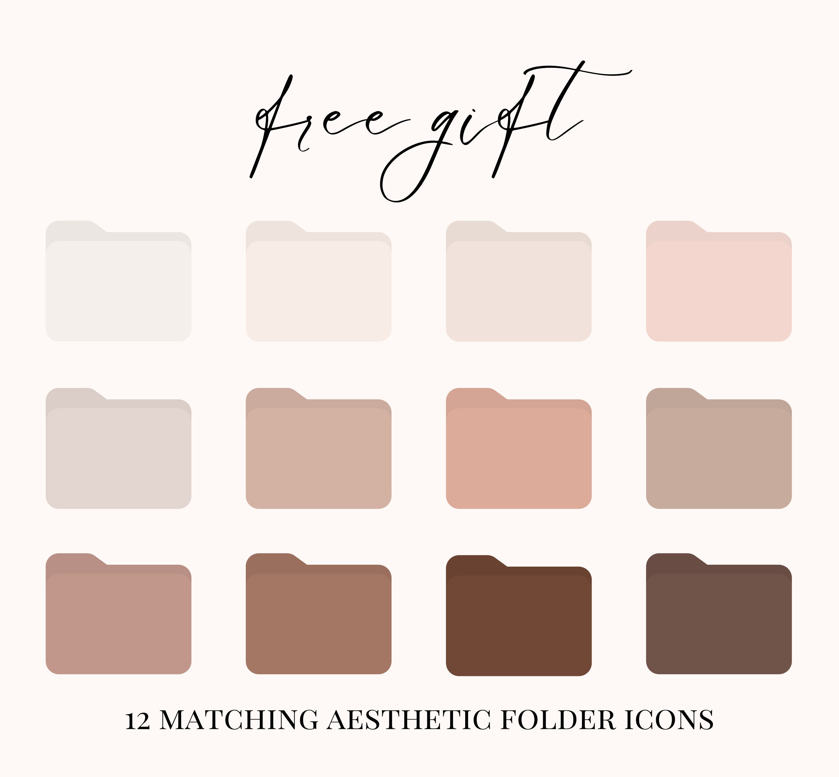 Neutral Floral Desktop Organizer Wallpaper With 12 Free Folder Icons ...