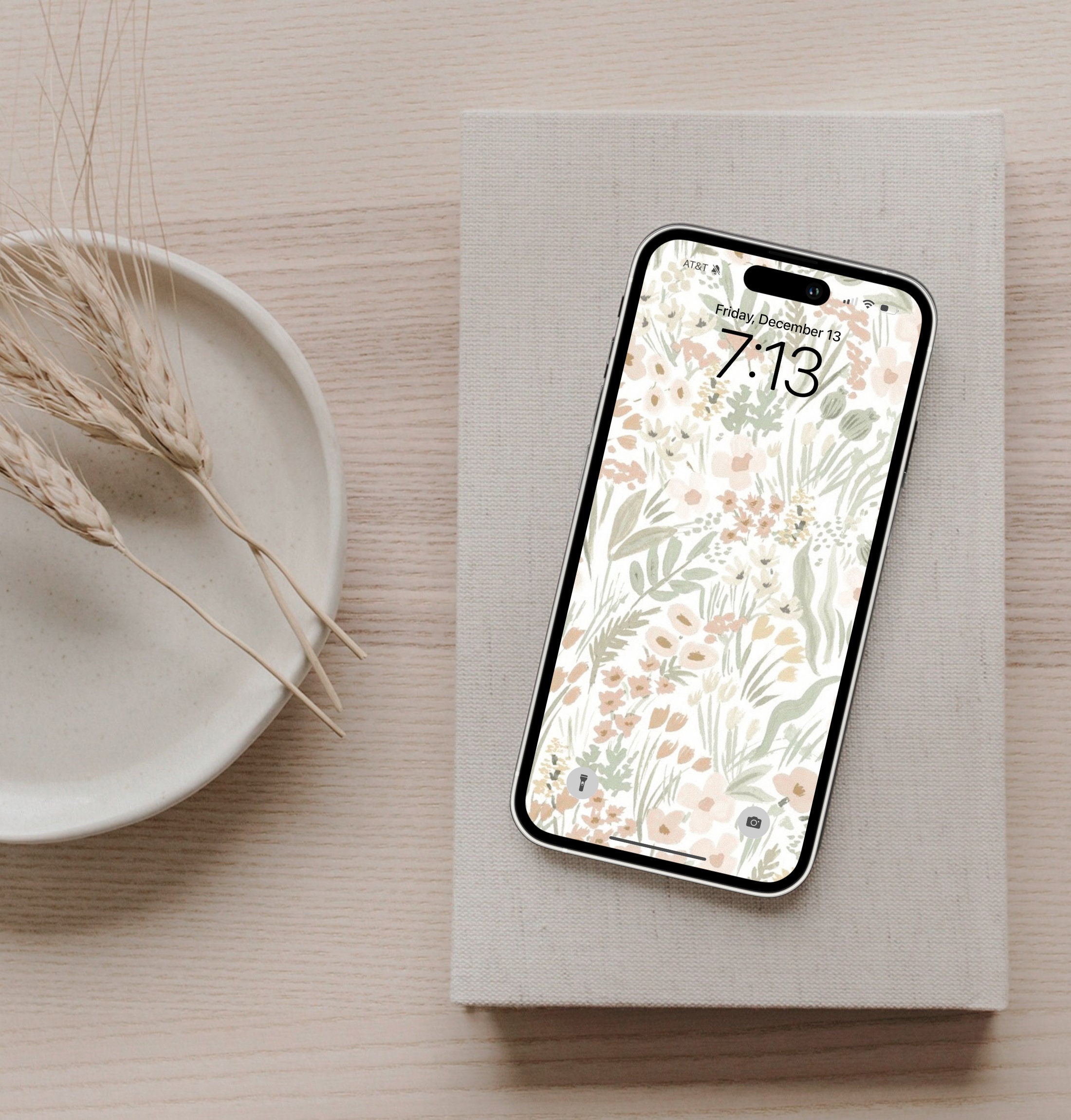 Spring Florals iPhone Wallpaper | Neutral Floral | Digital Wallpaper ...