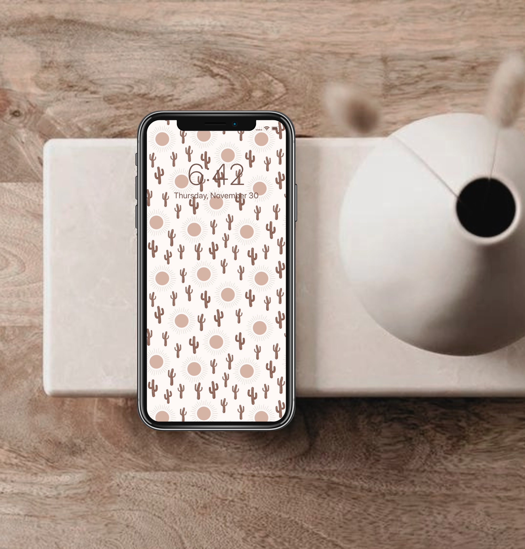 Western Boho iPhone Wallpaper | Desert Sun Screensaver | Boho Cactus ...