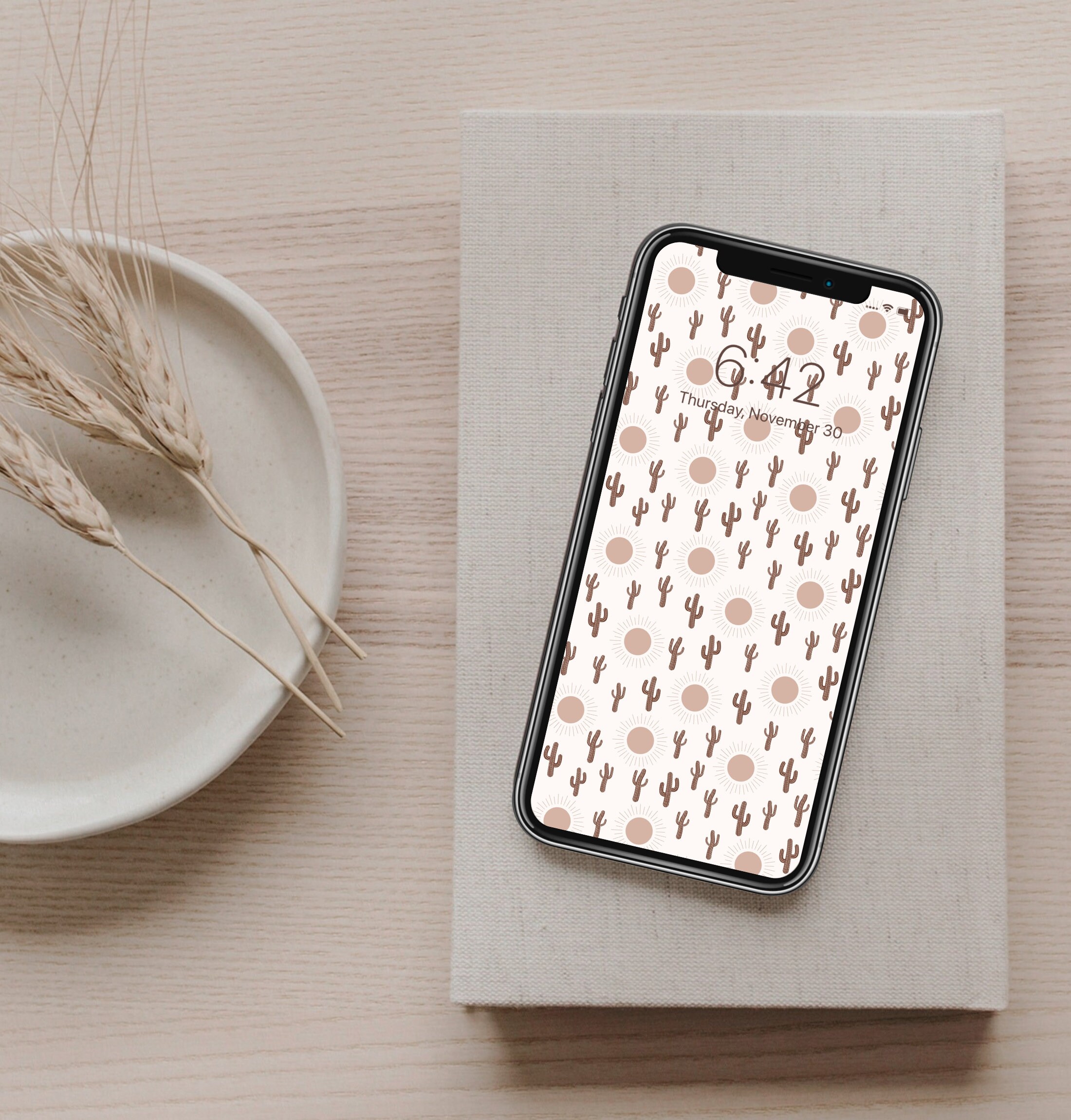 Western Boho iPhone Wallpaper | Desert Sun Screensaver | Boho Cactus ...