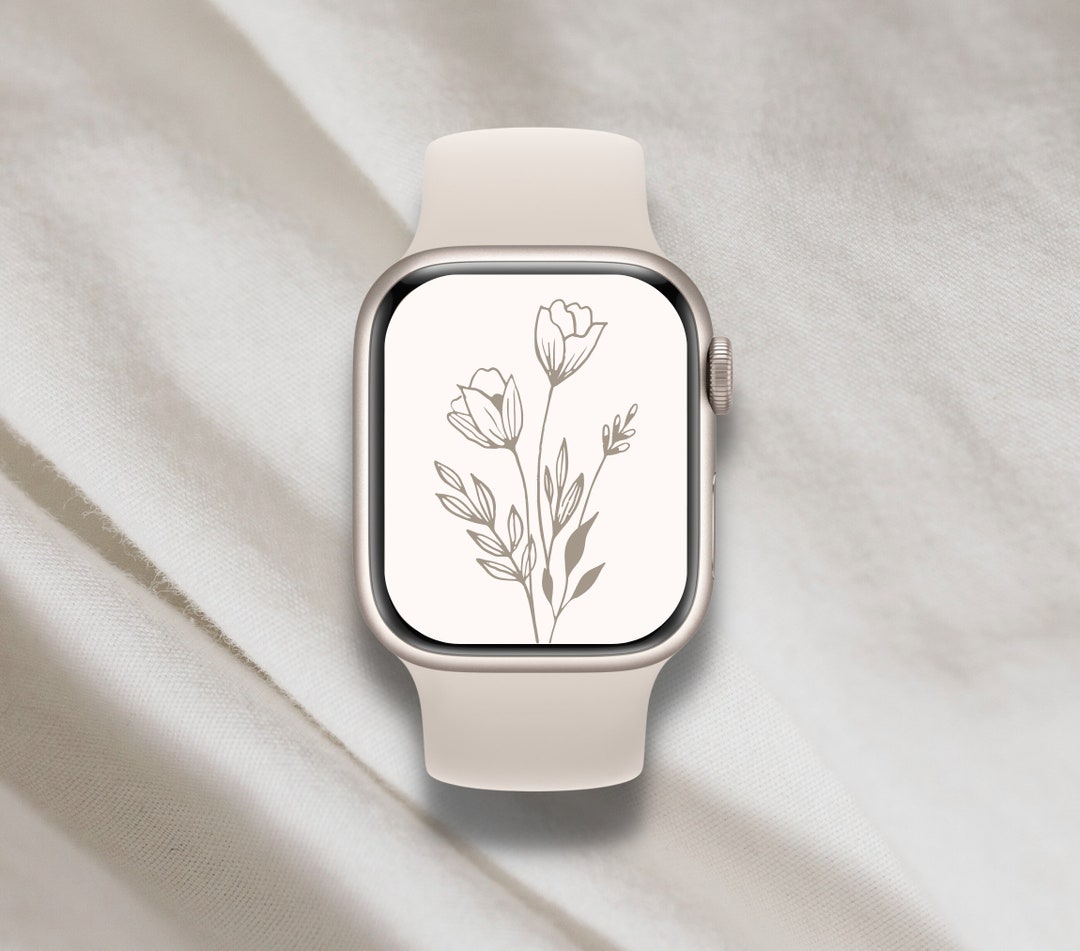 Floral Boho Neutral Apple Watch Wallpaper | Neutral Aesthetic Digital ...