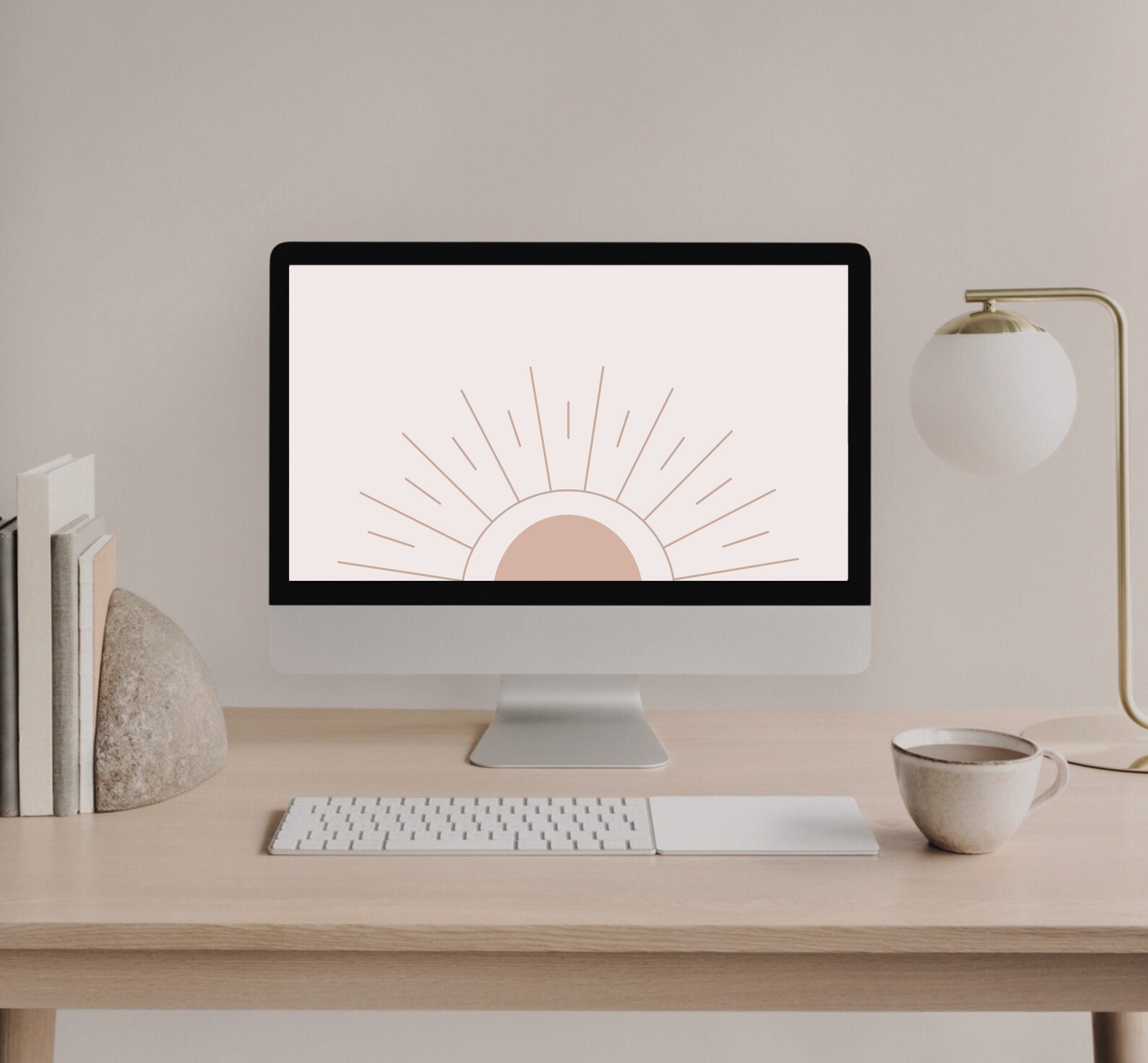 Boho Sun Desktop and Laptop Wallpaper | Neutral Digital Wallpaper for ...