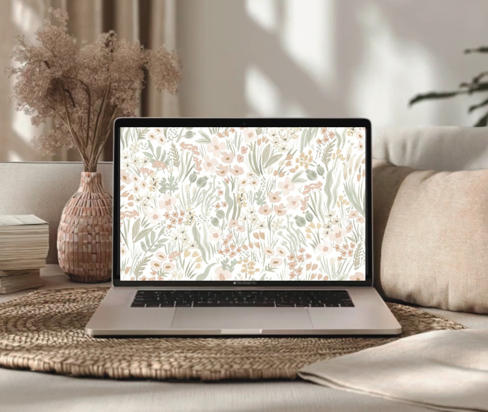 Spring Florals Desktop and Laptop Wallpaper | Neutral Boho Digital ...
