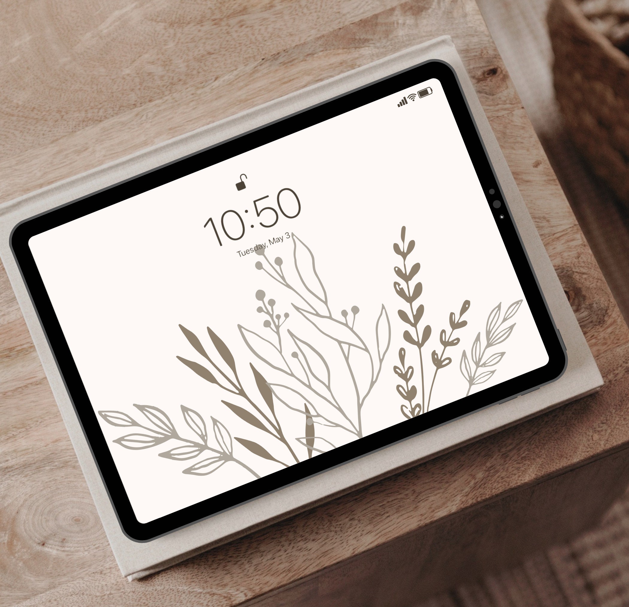 Boho Neutral iPad Wallpaper | Boho Tablet Background | Pink Boho ...