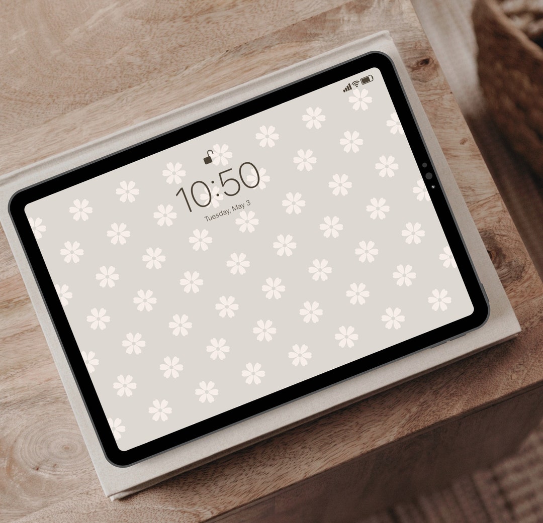Neutral Floral iPad Wallpaper | Floral Tablet Background | Tan Neutral ...