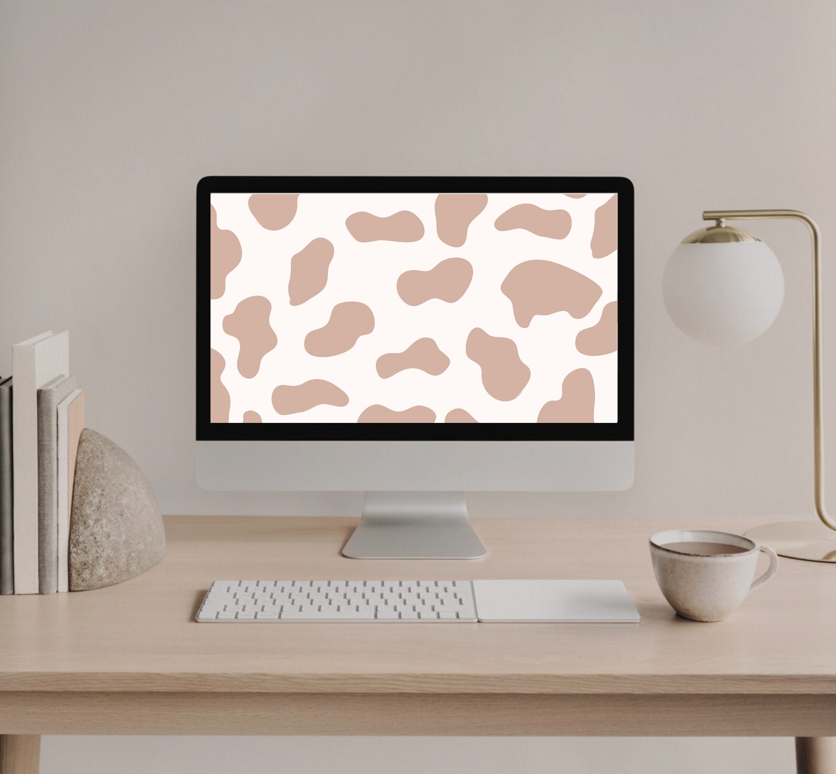 Neutral Cow Print Western Desktop and Laptop Wallpaper Set | Neutral ...