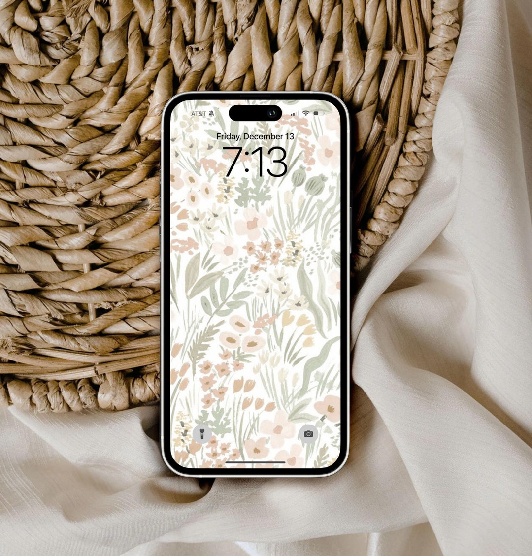 Spring Florals iPhone Wallpaper | Neutral Floral | Digital Wallpaper ...