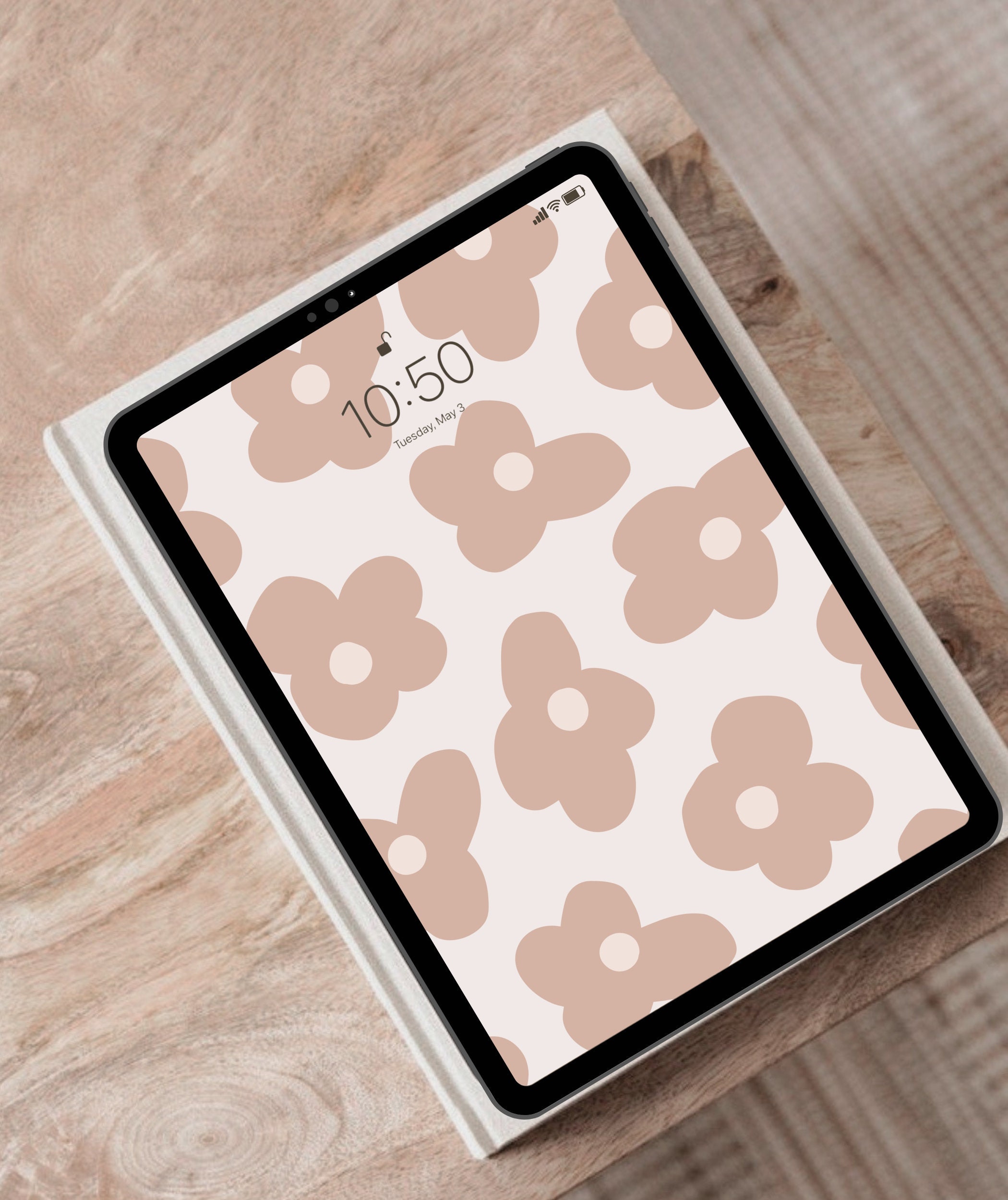 Neutral Floral iPad Wallpaper Floral Tablet Background Tan - Etsy