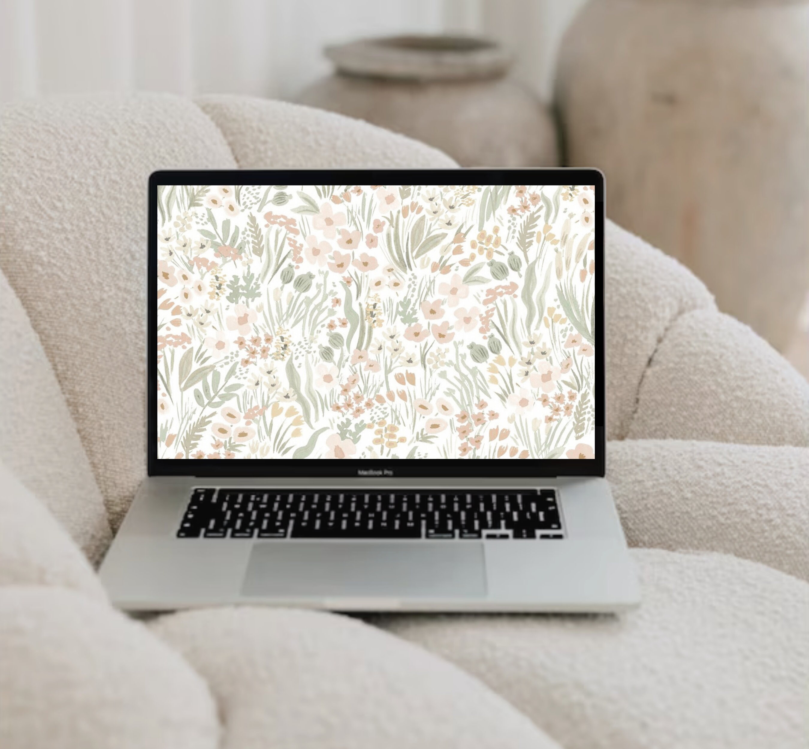 Spring Florals Desktop and Laptop Wallpaper | Neutral Boho Digital ...