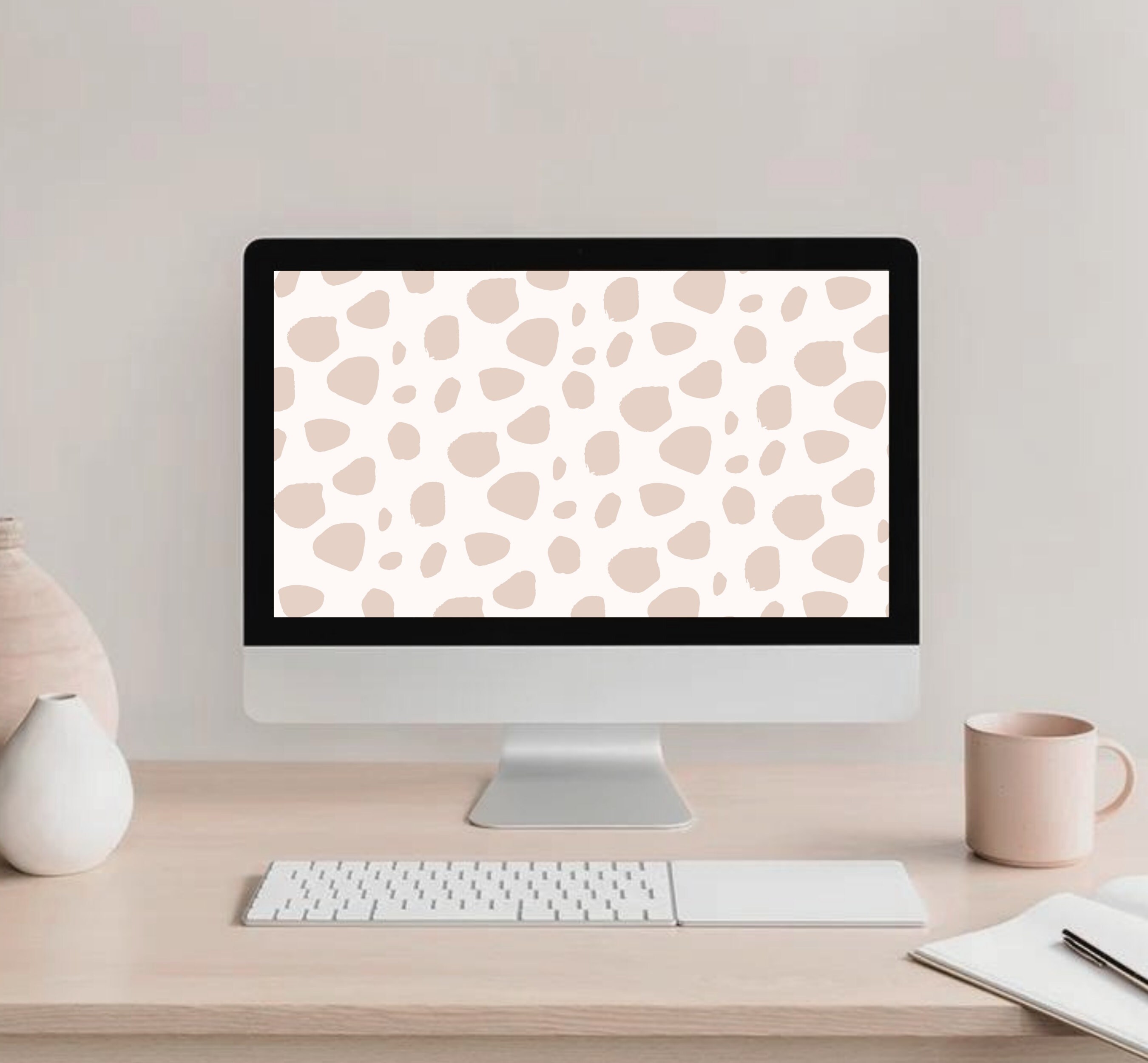 Neutral Cow Print Western Desktop and Laptop Wallpaper Set | Neutral ...