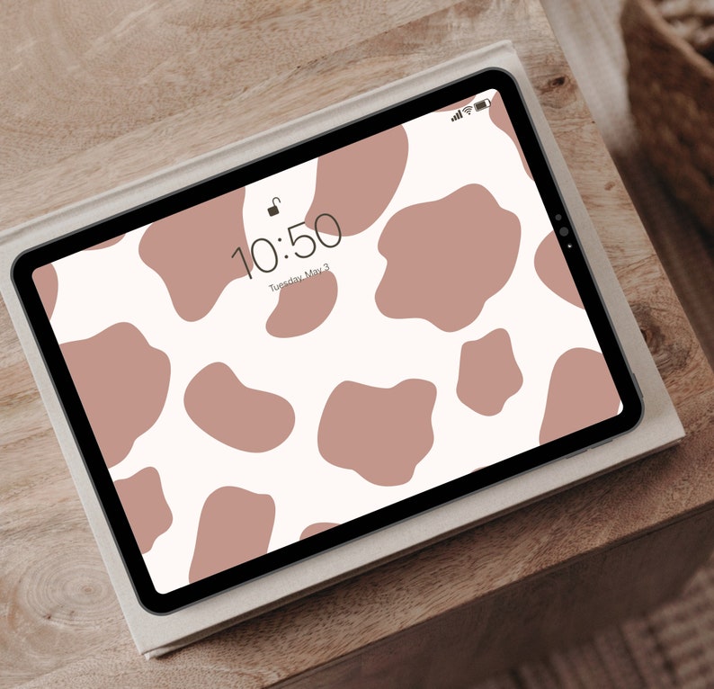 Neutral Western Cow Print iPad Wallpaper Boho Tablet - Etsy
