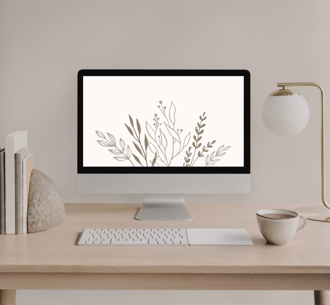 Boho Neutral Desktop and Laptop Wallpaper | Neutral Digital Wallpaper ...
